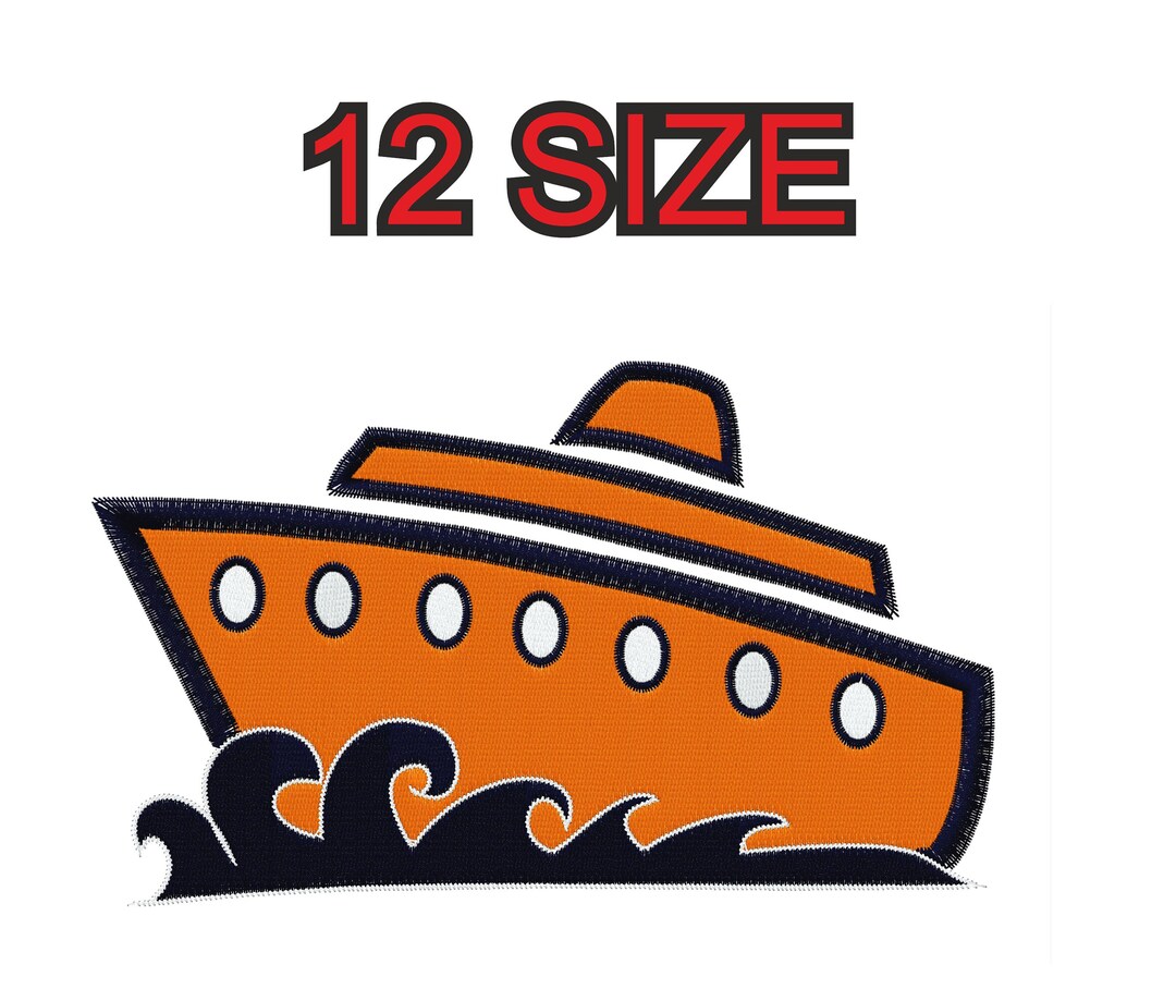 Embroidery Design Boat Sail Boat Multiple Size Silhouette Patch Instant ...