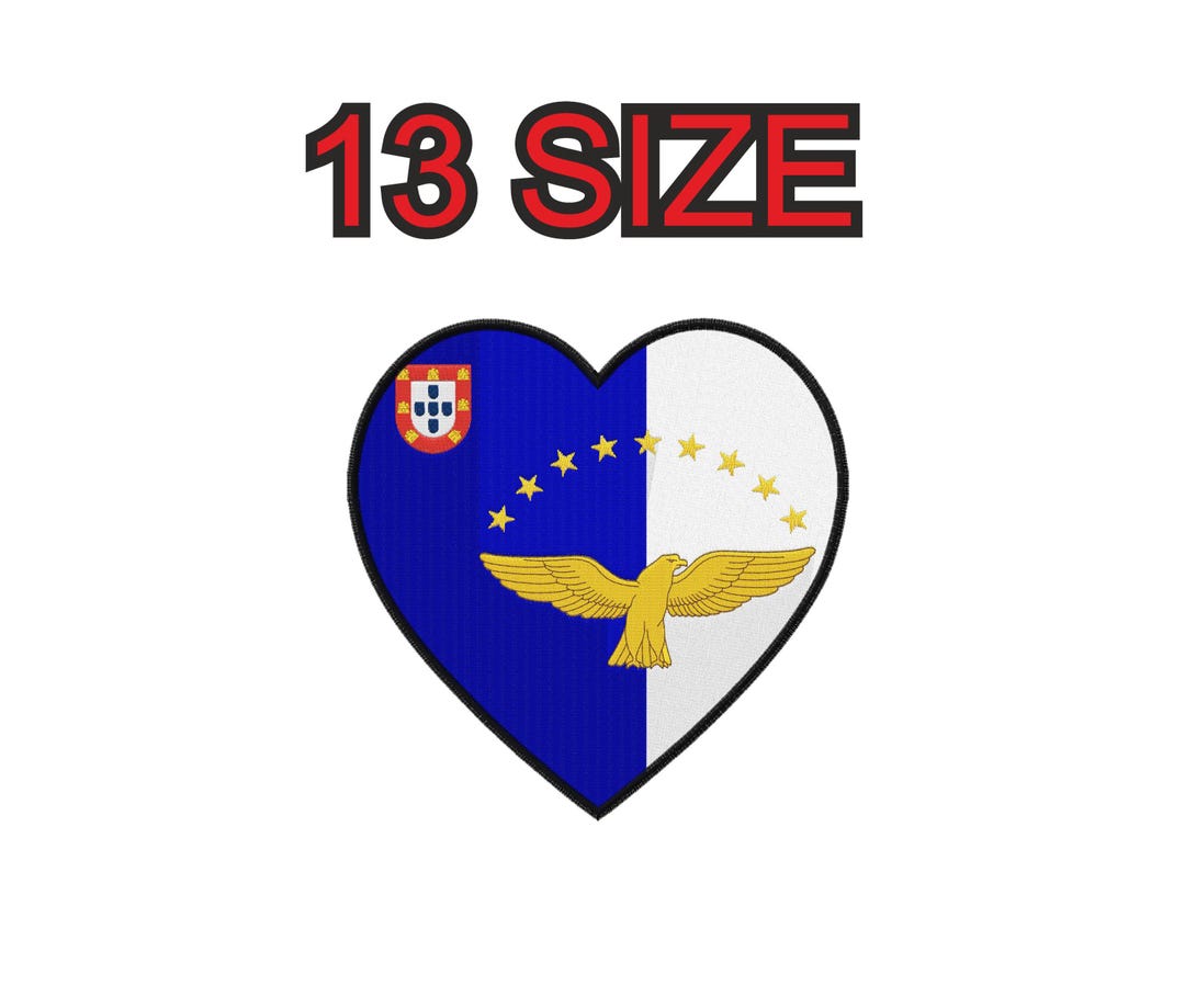 Embroidery Design Flag Azores Portugal Açores Heart Country Multiple ...