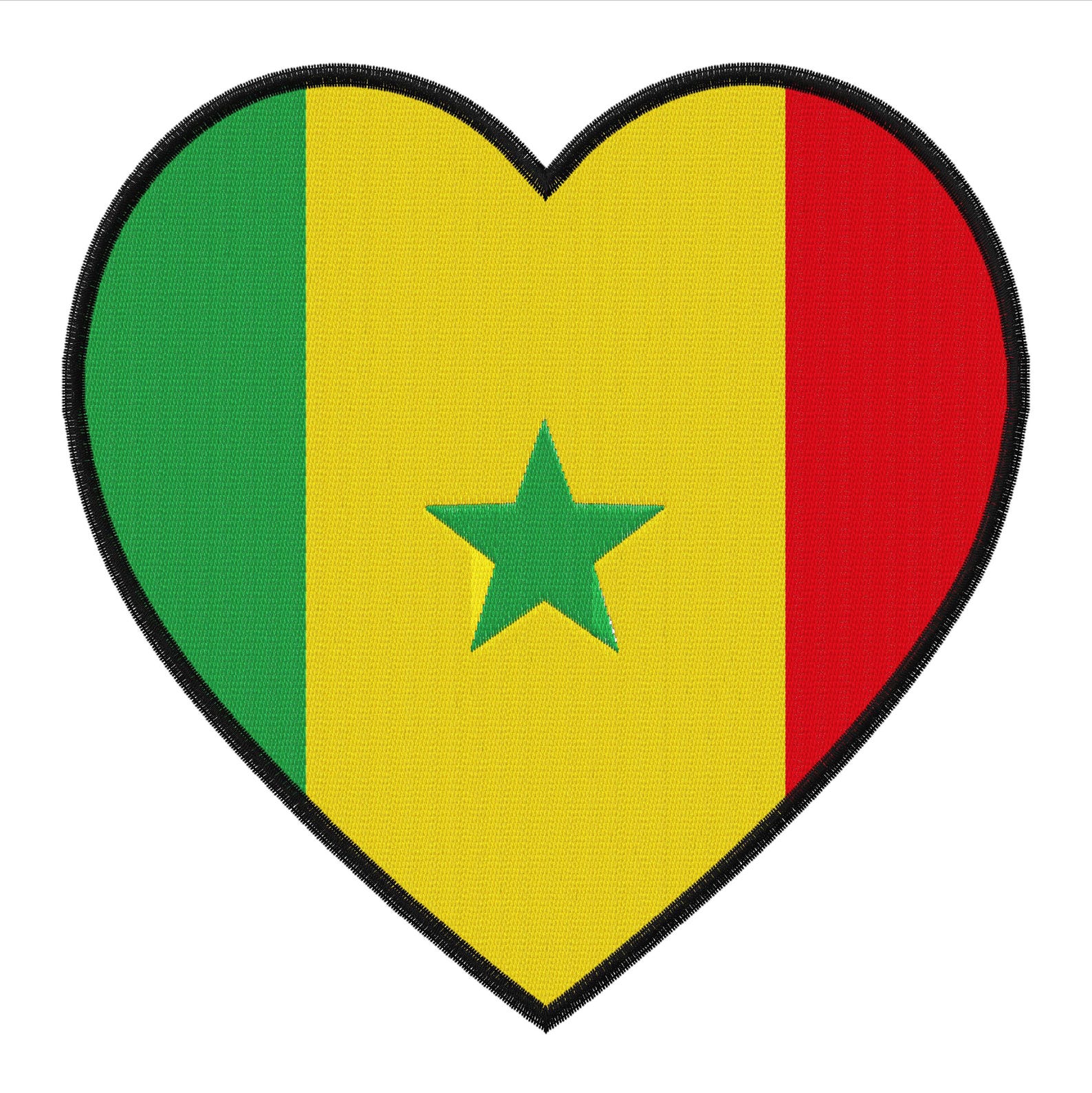 Embroidery Design Flag Senegal Heart Country Multiple Size Patch ...