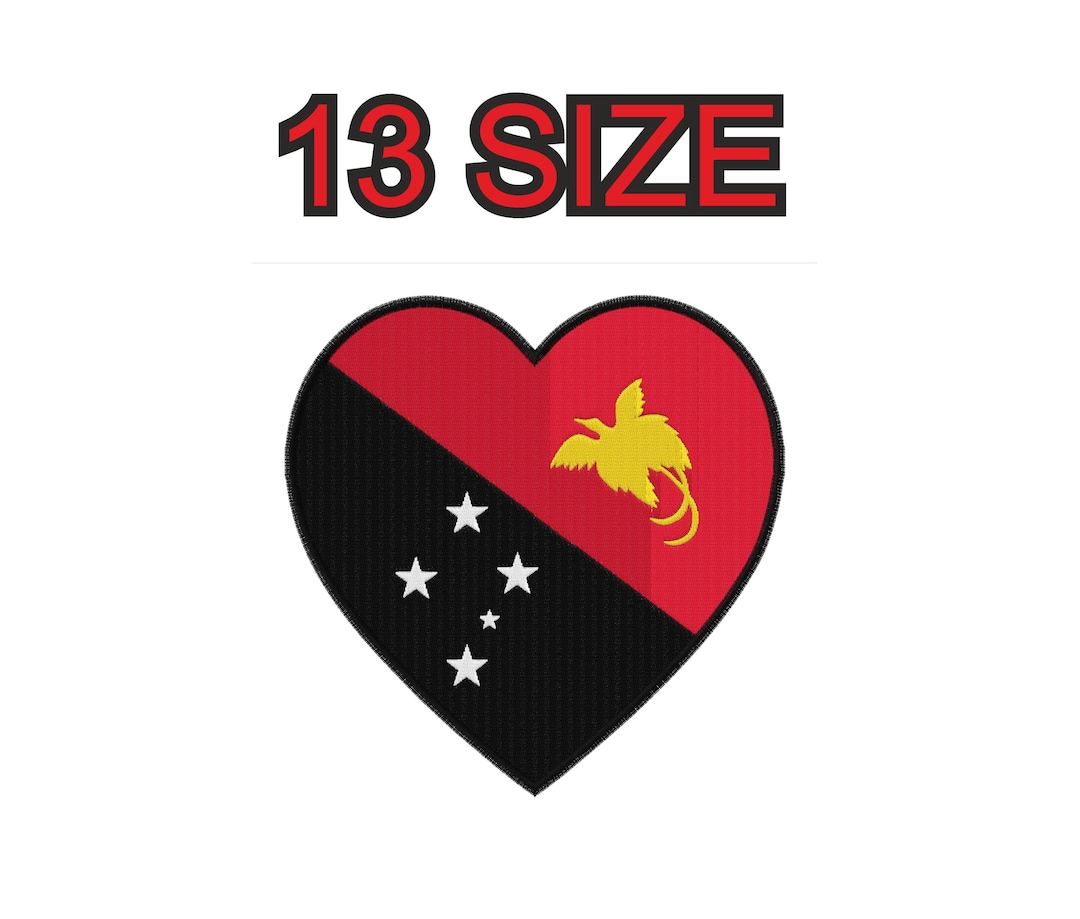 Embroidery Design Flag Papua New Guinea Heart Country Multiple Size ...