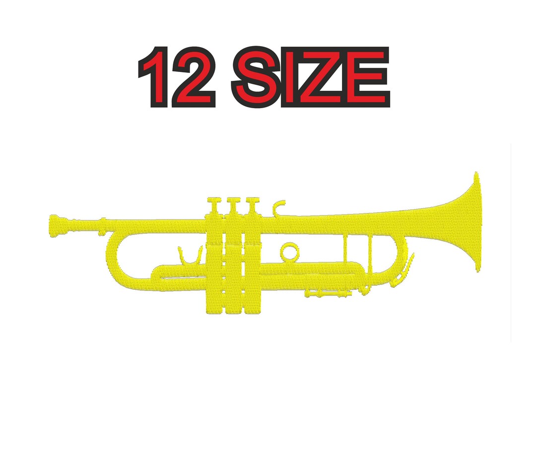 Embroidery Design Trumpet Brass Multiple Size Silhouette Patch Instant ...