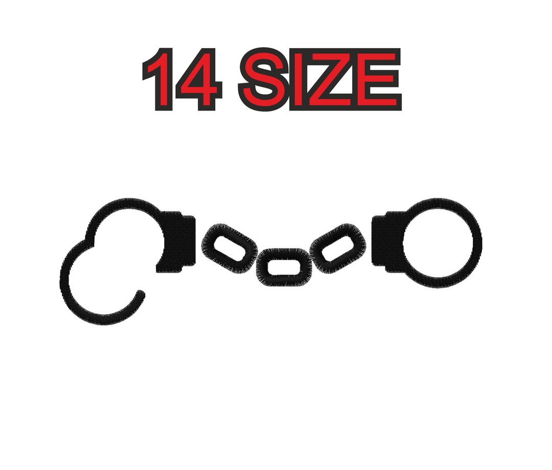 Embroidery Design Handcuff Shackles Multiple Size Silhouette Patch ...