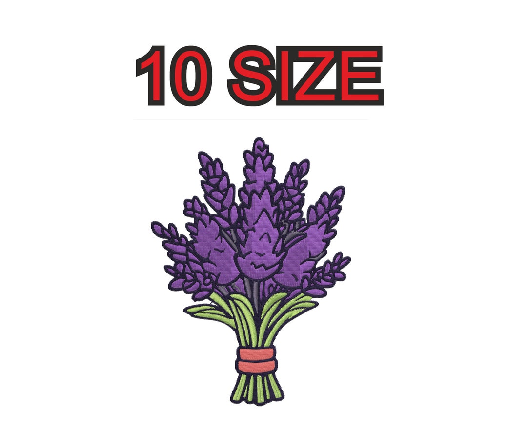 Embroidery Design Flower Lavender Bouquet Outline Multiple Size Patch ...