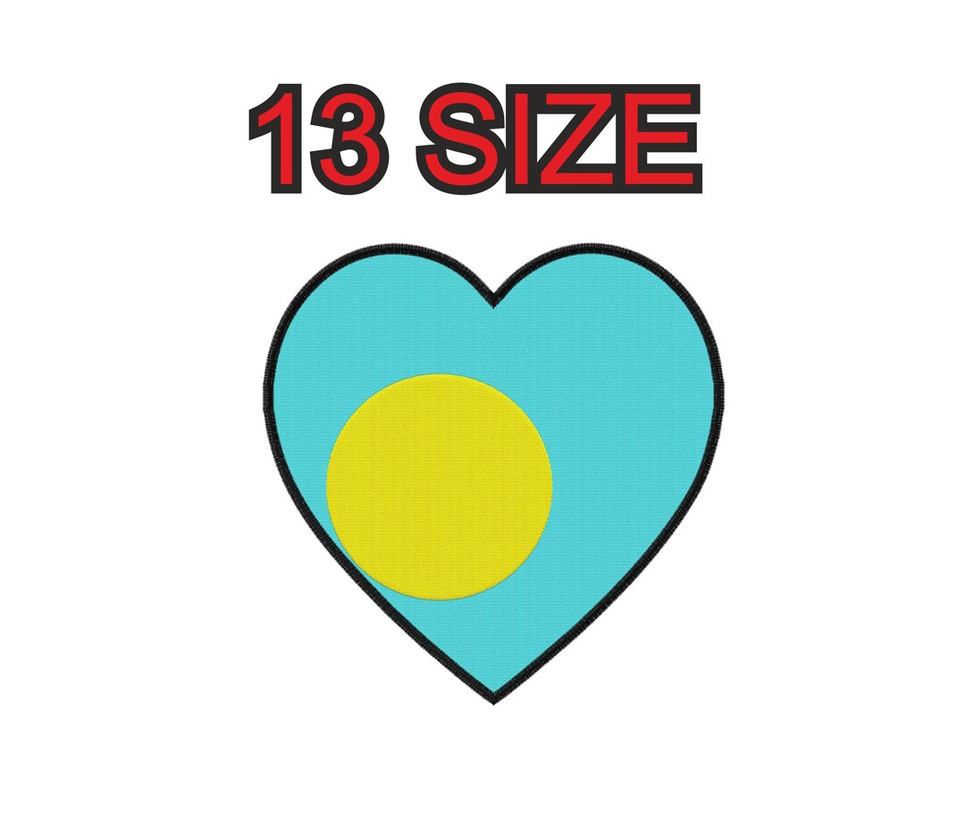 Embroidery Design Flag Palau Heart Country Multiple Size Patch Instant Download Files Pattern ...