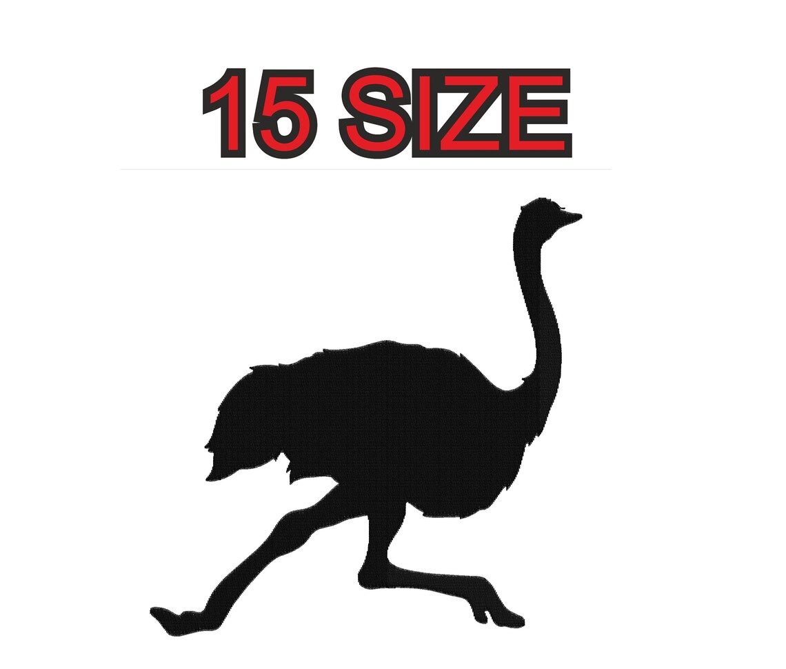 Embroidery Design Ostrich Multiple Size Silhouette Patch Instant ...