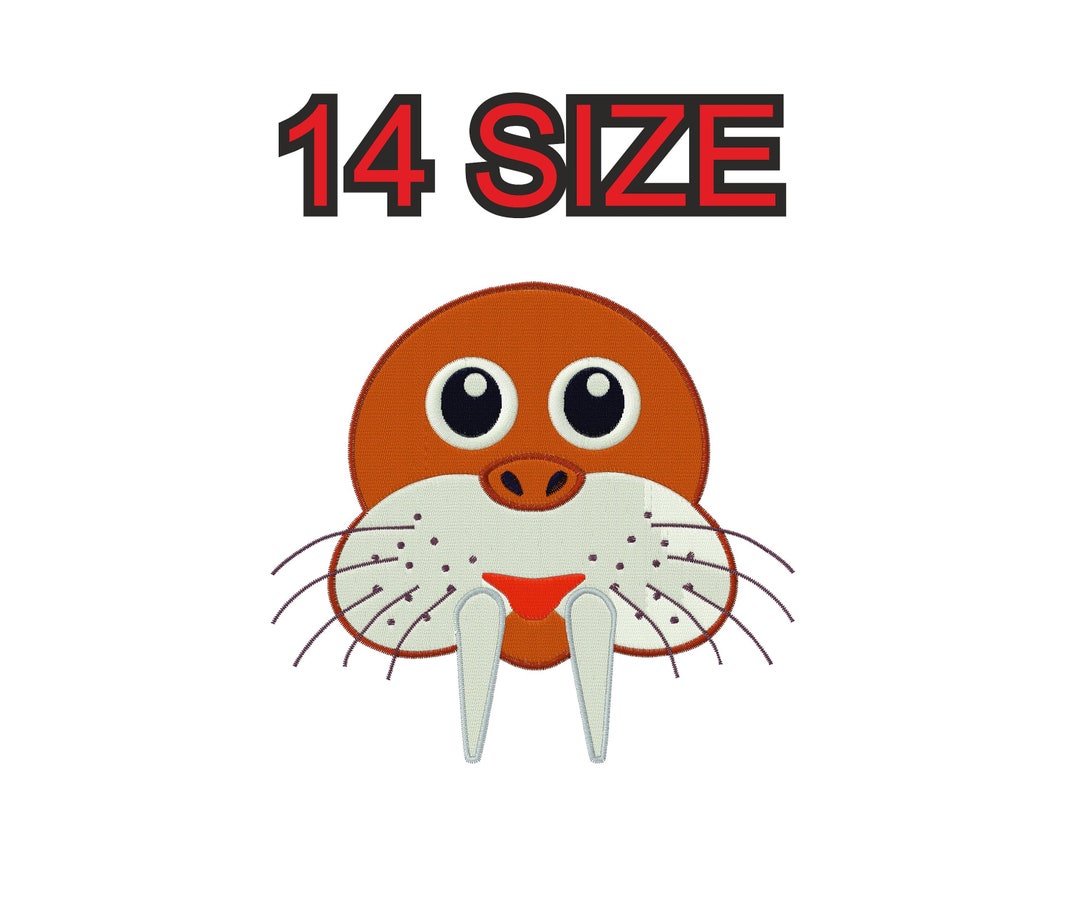 Embroidery Design Walrus Animal Multiple Size Silhouette Patch Instant ...