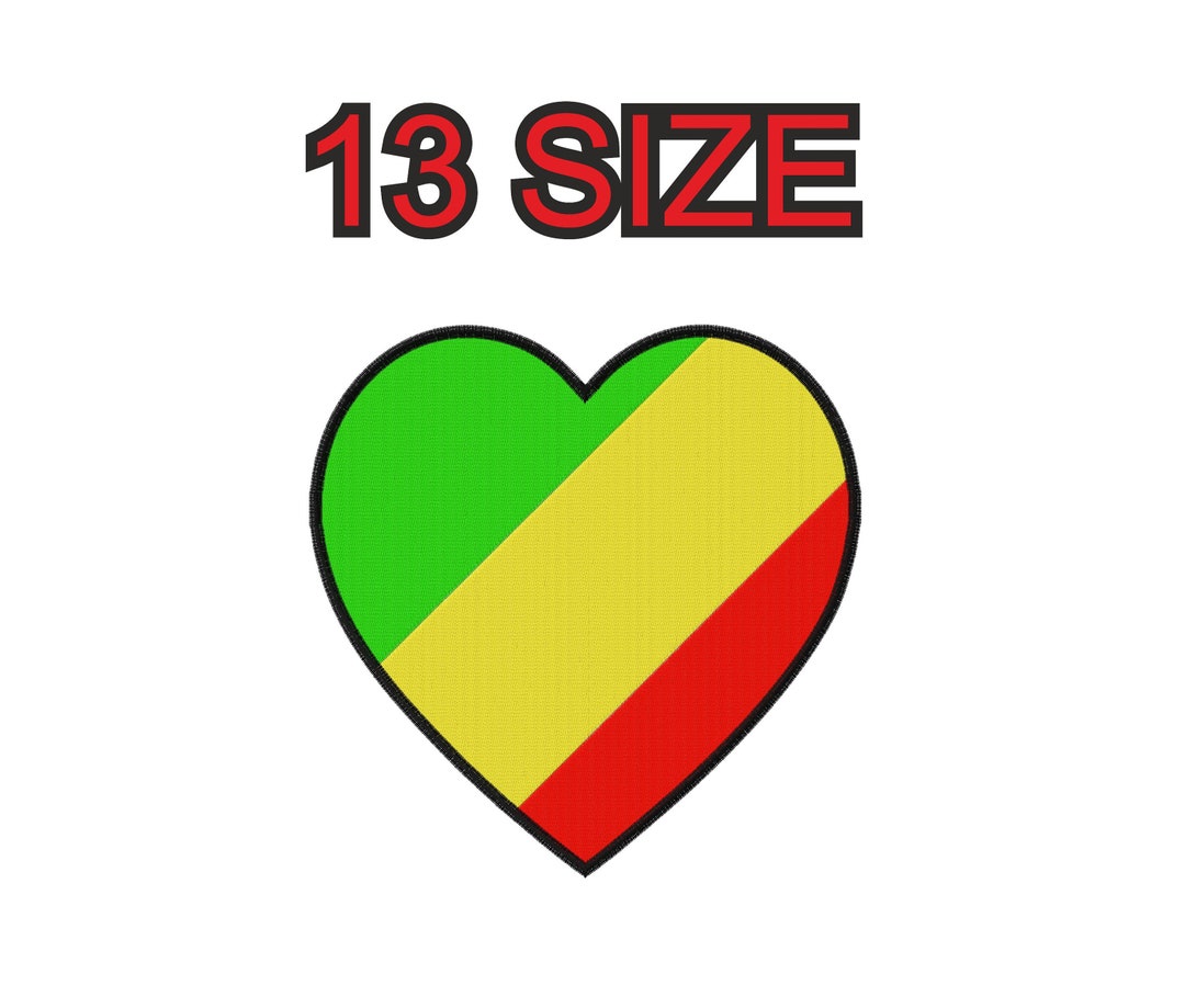 Embroidery Design Flag Congo Heart Country Multiple Size Patch Instant ...