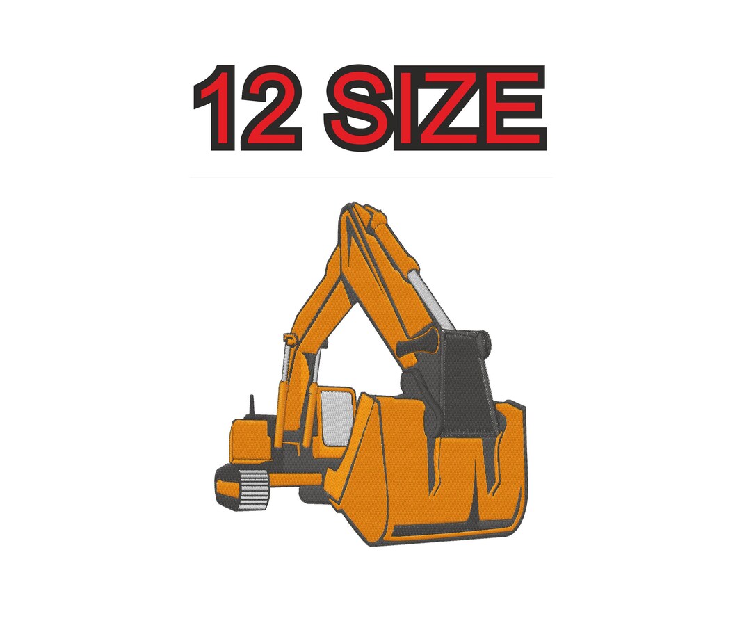 Embroidery Design Excavator Digger Construction Multiple Size ...