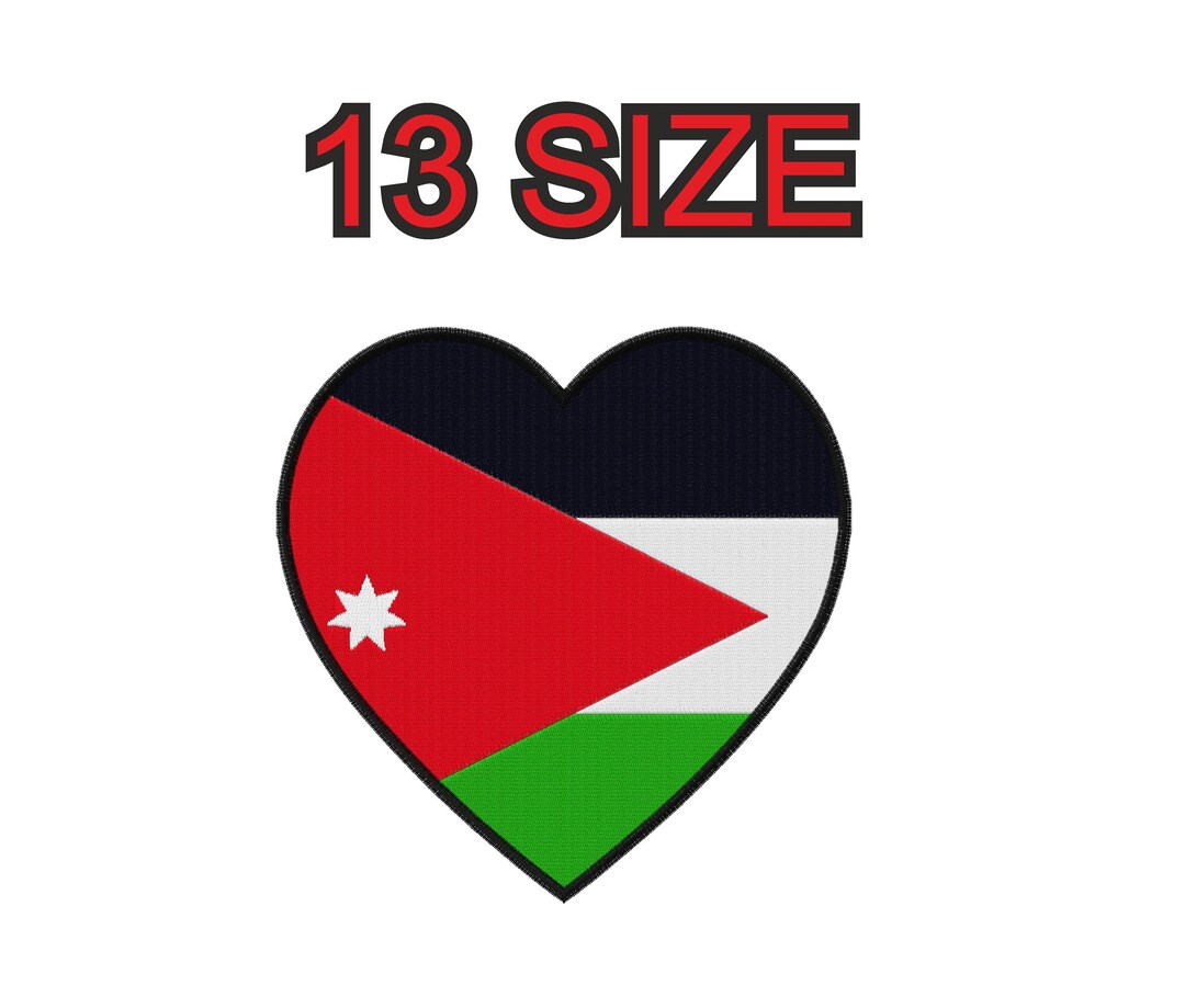 Embroidery Design Flag Jordan Jordania Heart Country Multiple Size ...