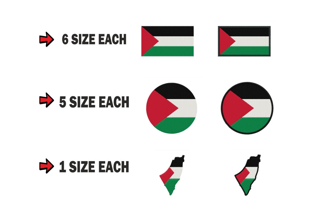 Multiple Size Embroidery Machine Flag Banner Palestine Country Design ...