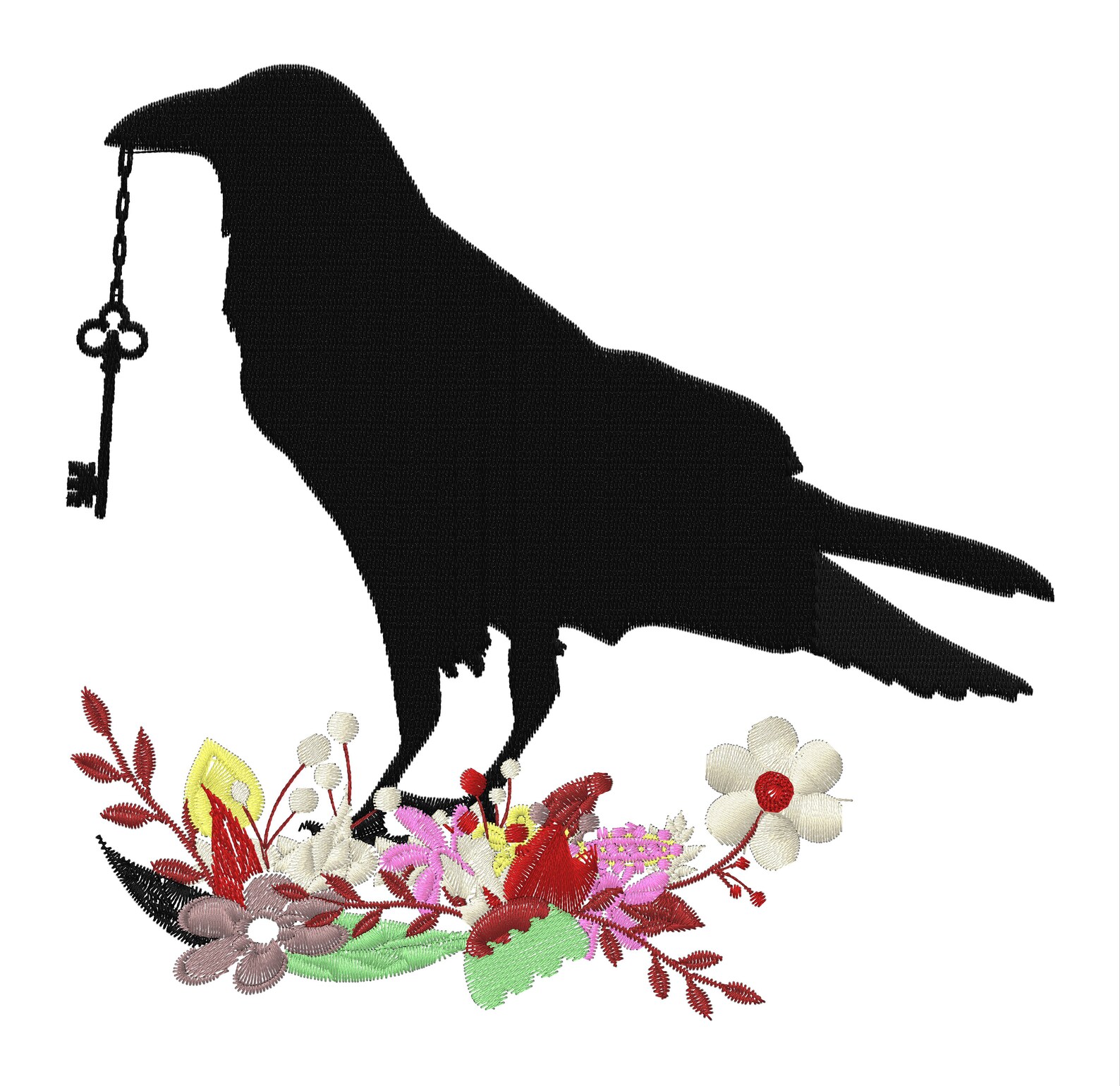 Embroidery Design Raven Crow Flower Multiple Size Silhouette - Etsy