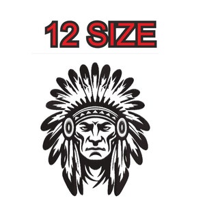 Embroidery Design Indian Chief Hat Indian Head Outline Multiple Size ...