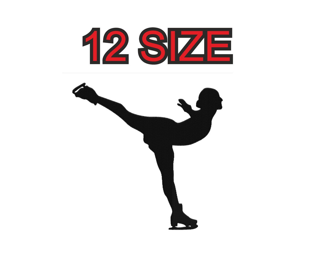 Embroidery Design Ice Skate Skating Multiple Size Silhouette Patch ...