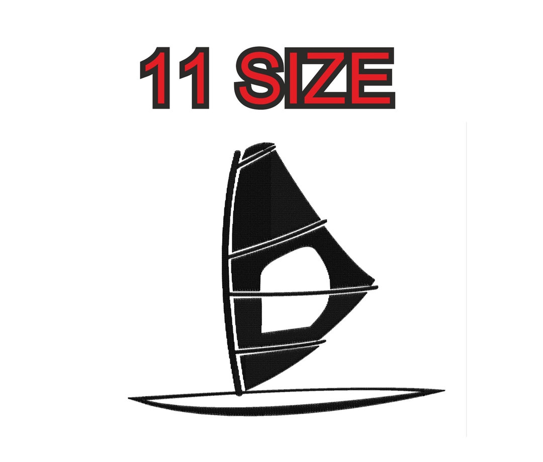 Embroidery Design Windsurfing Windsurf Multiple Size Silhouette Patch ...