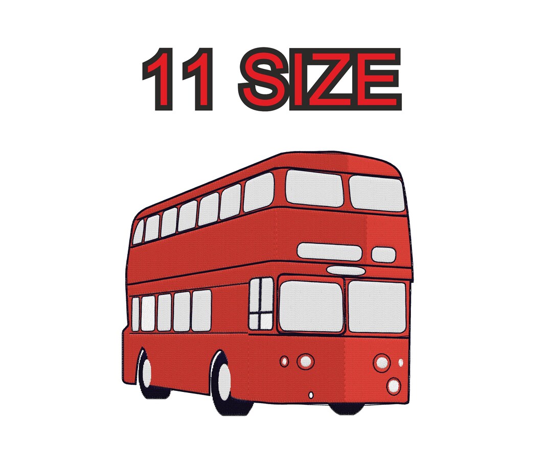 Embroidery Design London Bus Uk Red Multiple Size Silhouette Patch ...