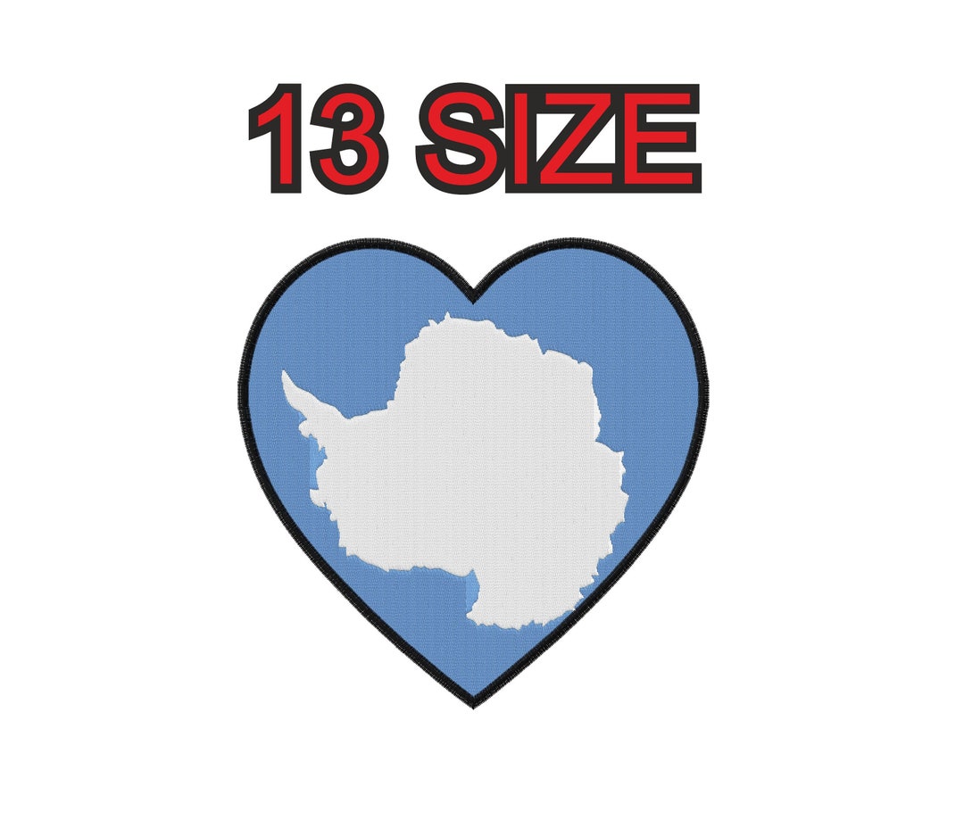 Embroidery Design Flag Antarctica Antarctic Heart Country Multiple Size Patch Instant Download ...