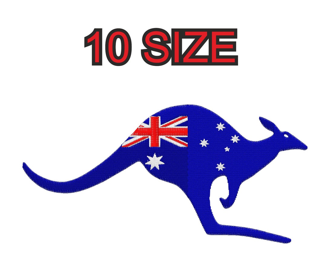 Embroidery Design Kangaroo Flag Australia Multiple Size Silhouette ...