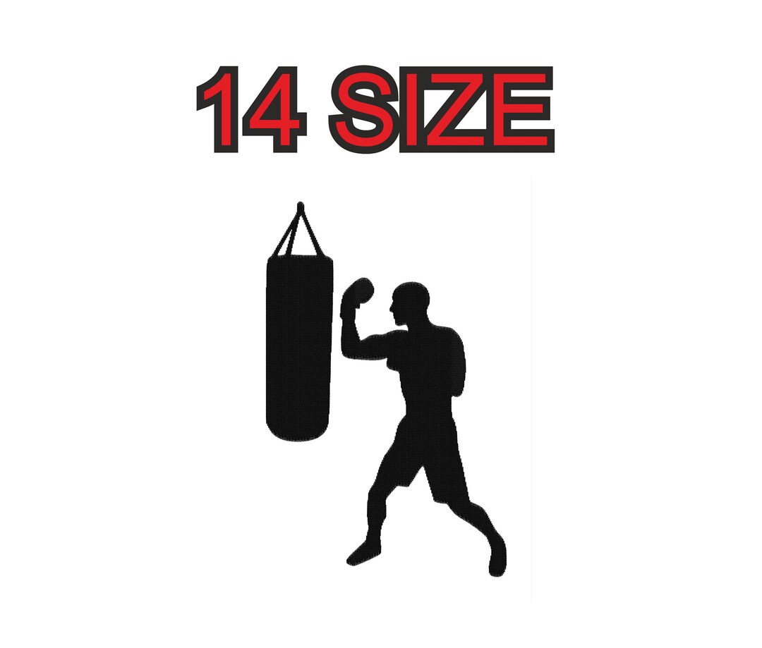 Embroidery Design Boxing Gloves Boxer Multiple Size Silhouette Patch ...