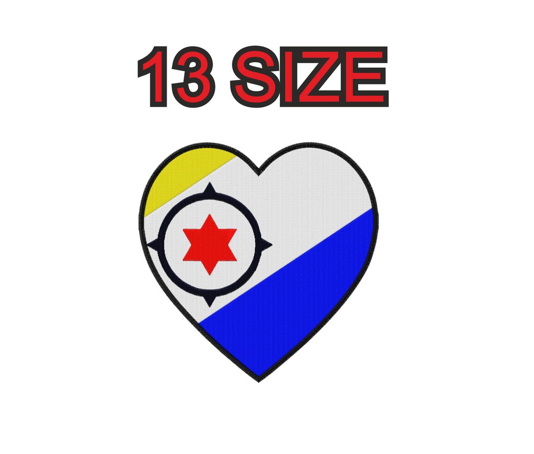 Embroidery Design Flag Bonaire Heart Country Multiple Size Patch Instant Download Files Pattern ...