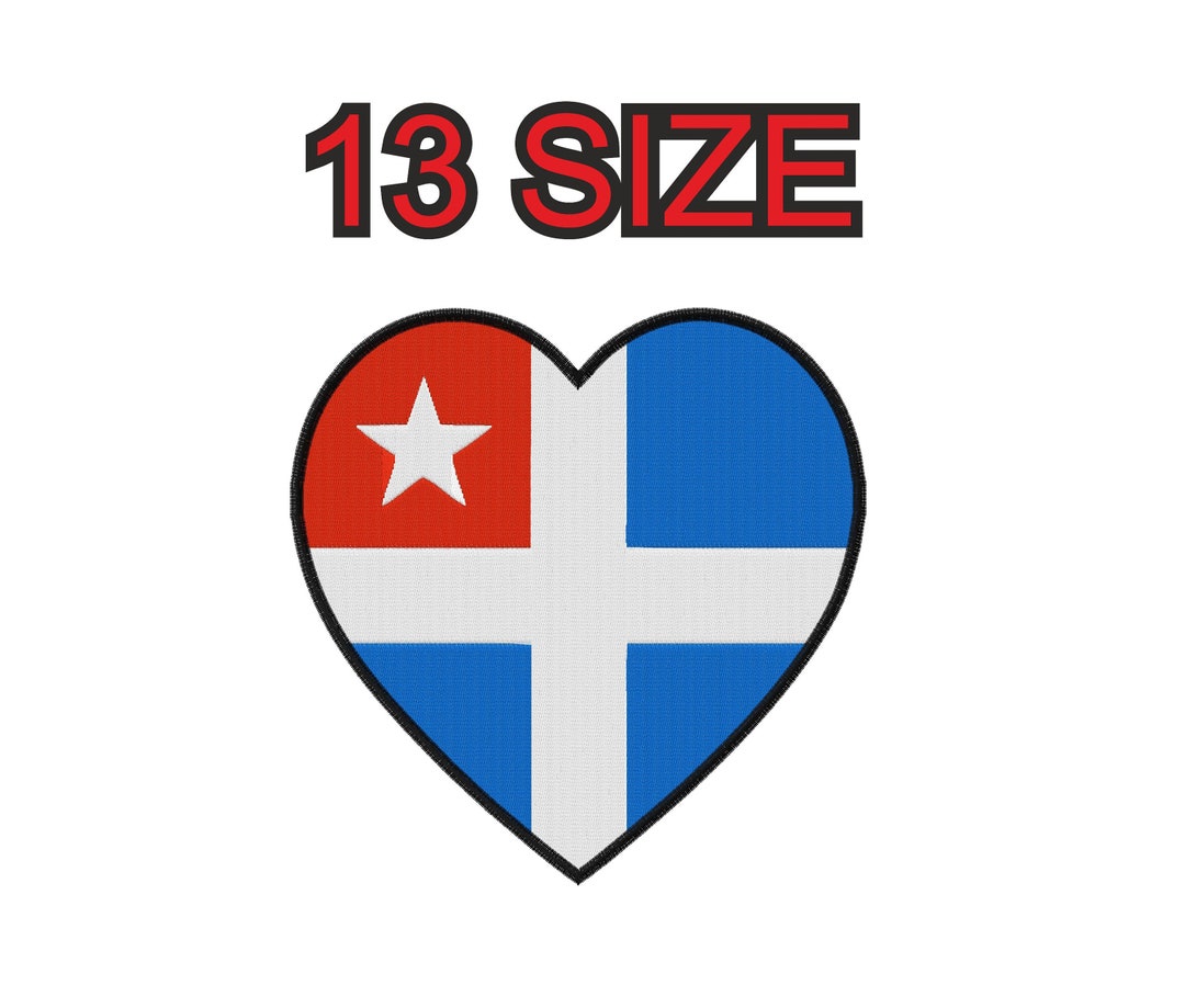 Embroidery Design Flag Kreta Crete Heart Country Multiple Size Patch Instant Download Files ...