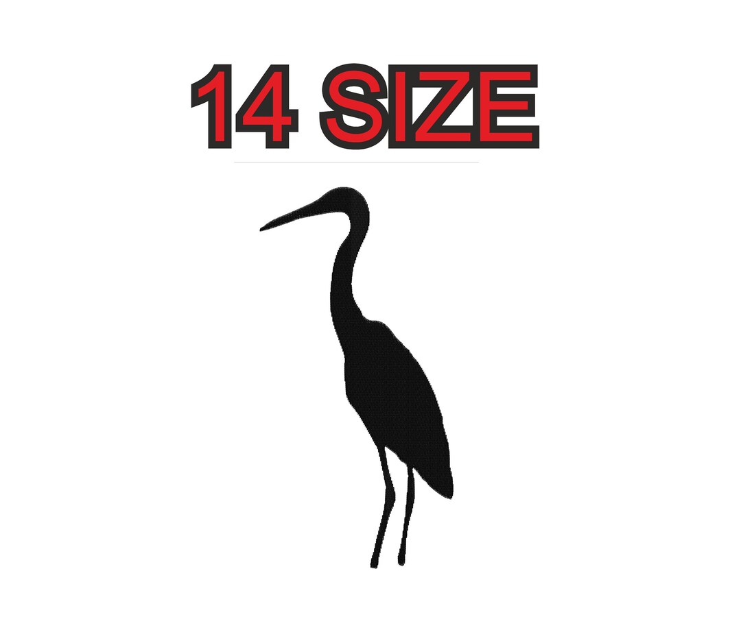 Embroidery Design Heron Egret Bird Multiple Size Silhouette Patch ...
