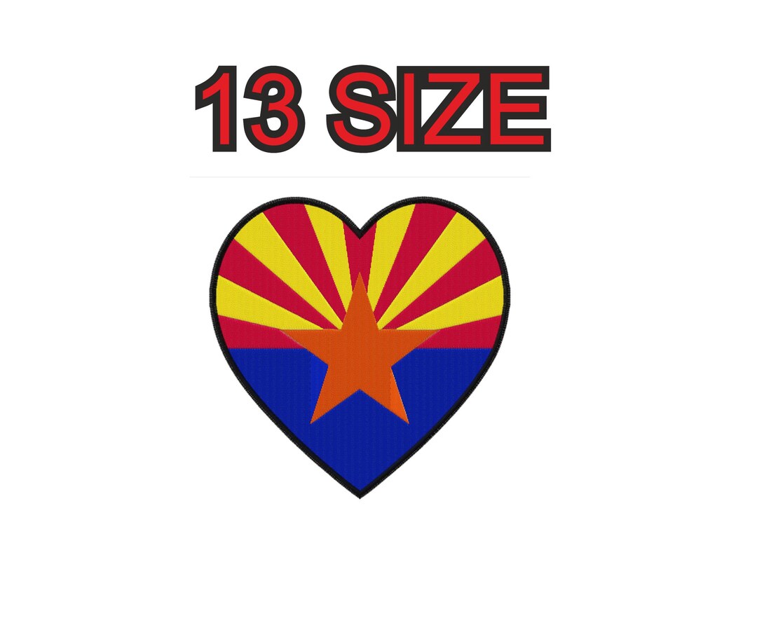 Embroidery Design Flag Arizona Heart Country Multiple Size Patch ...