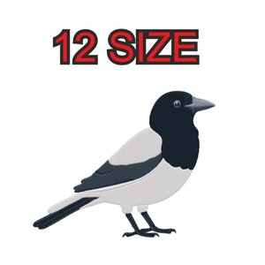 Embroidery Design Magpie Bird Raven Multiple Size Patch Instant ...