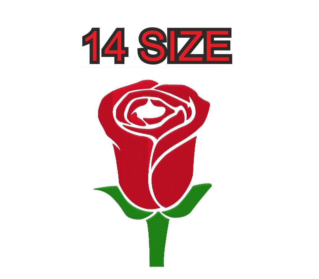 Embroidery Design Flower Rose Multiple Size Silhouette Patch Instant ...