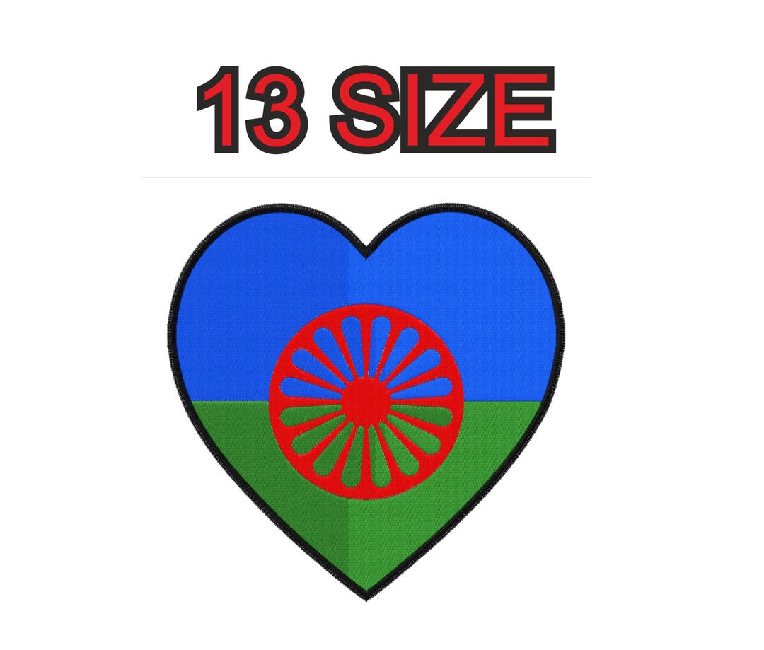 Embroidery Design Flag Romani Roma Gypsie Heart Country Multiple Size ...