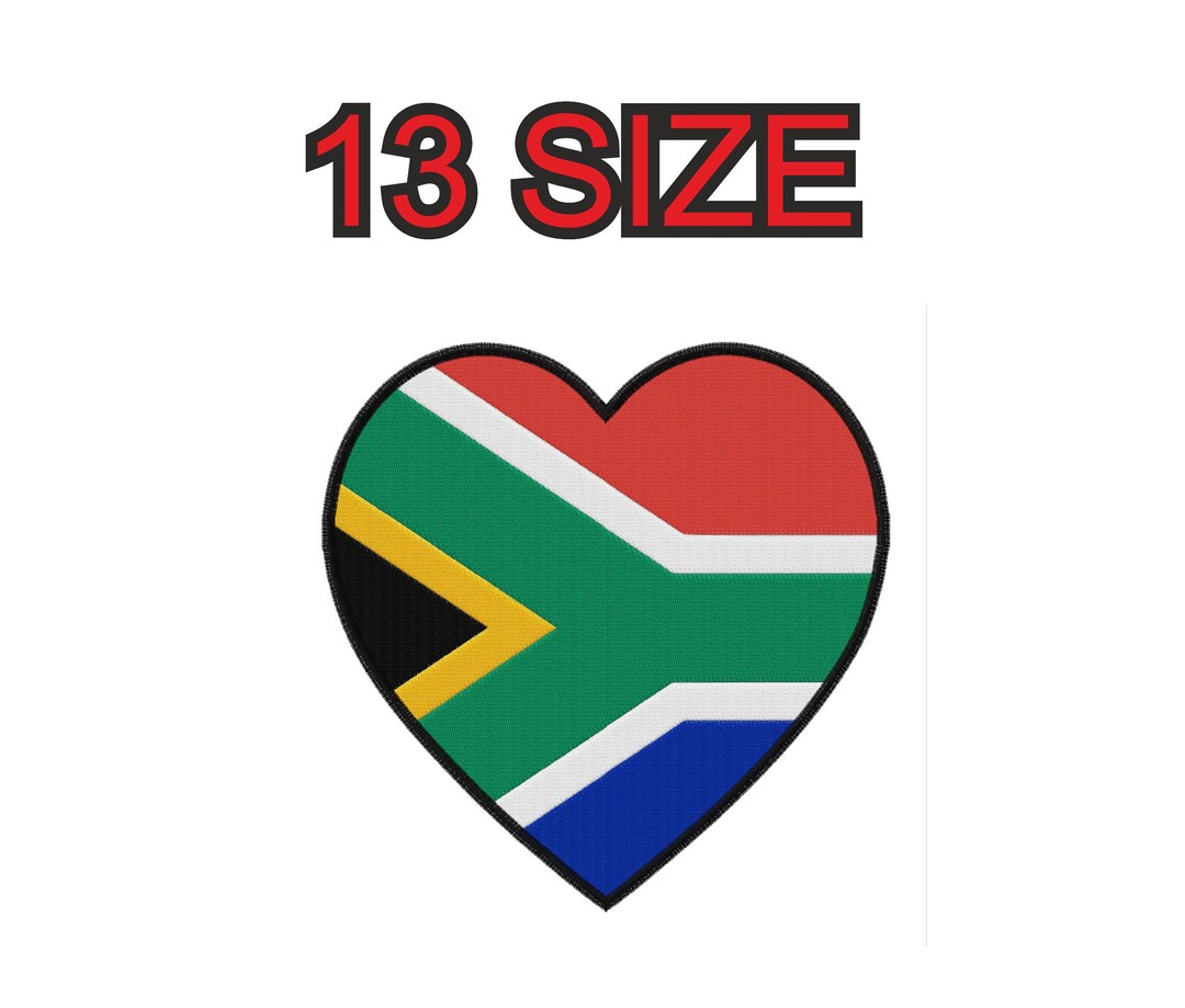 Embroidery Design Flag South Africa African Heart Country Multiple Size ...