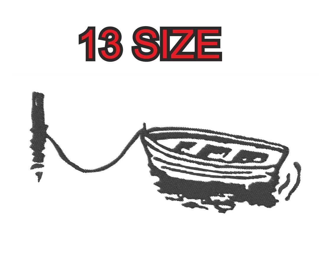 Embroidery Design Boat Sea River Multiple Size Silhouette Patch Instant ...