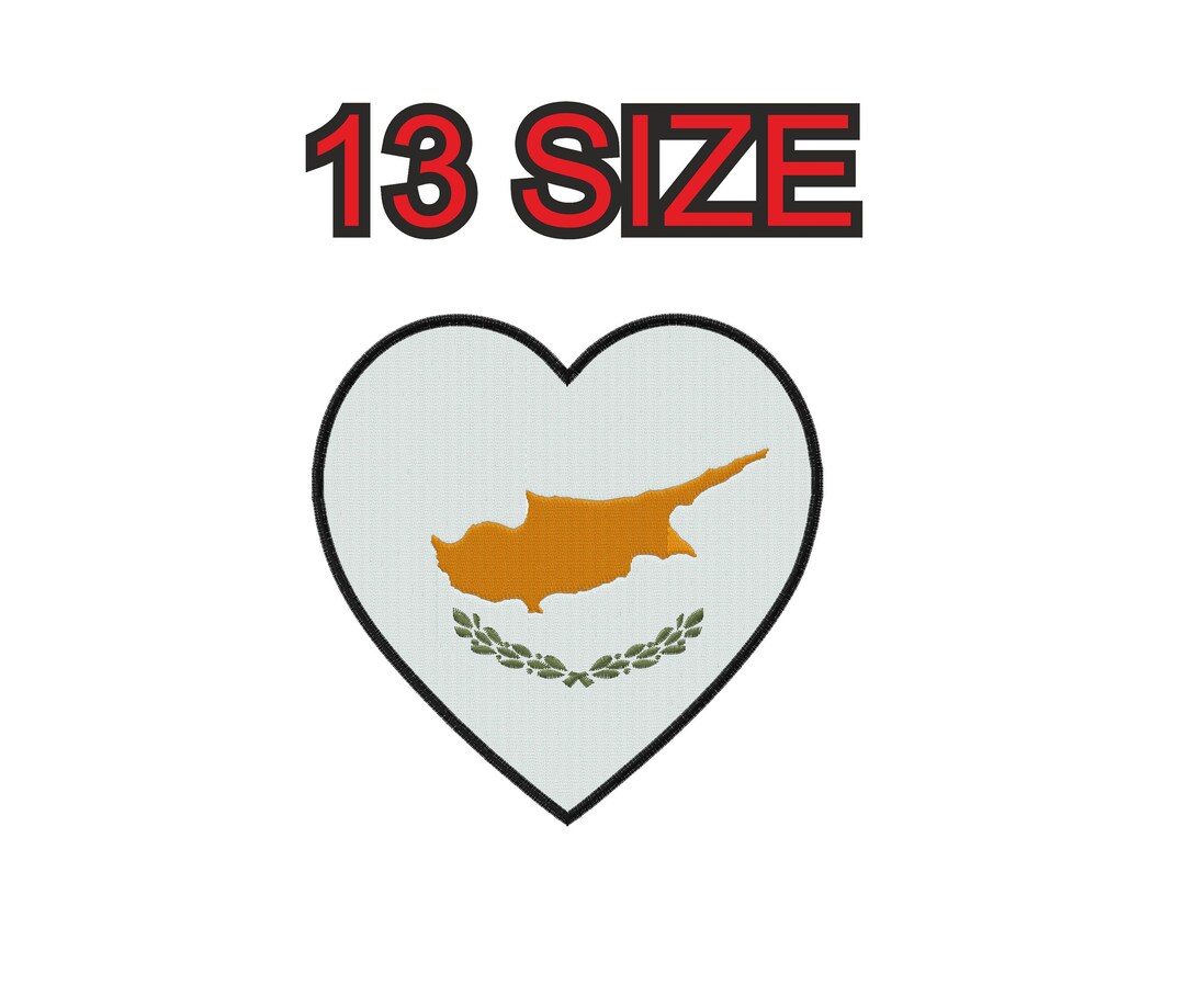 Embroidery Design Flag Cyprus Heart Country Multiple Size Patch Instant ...