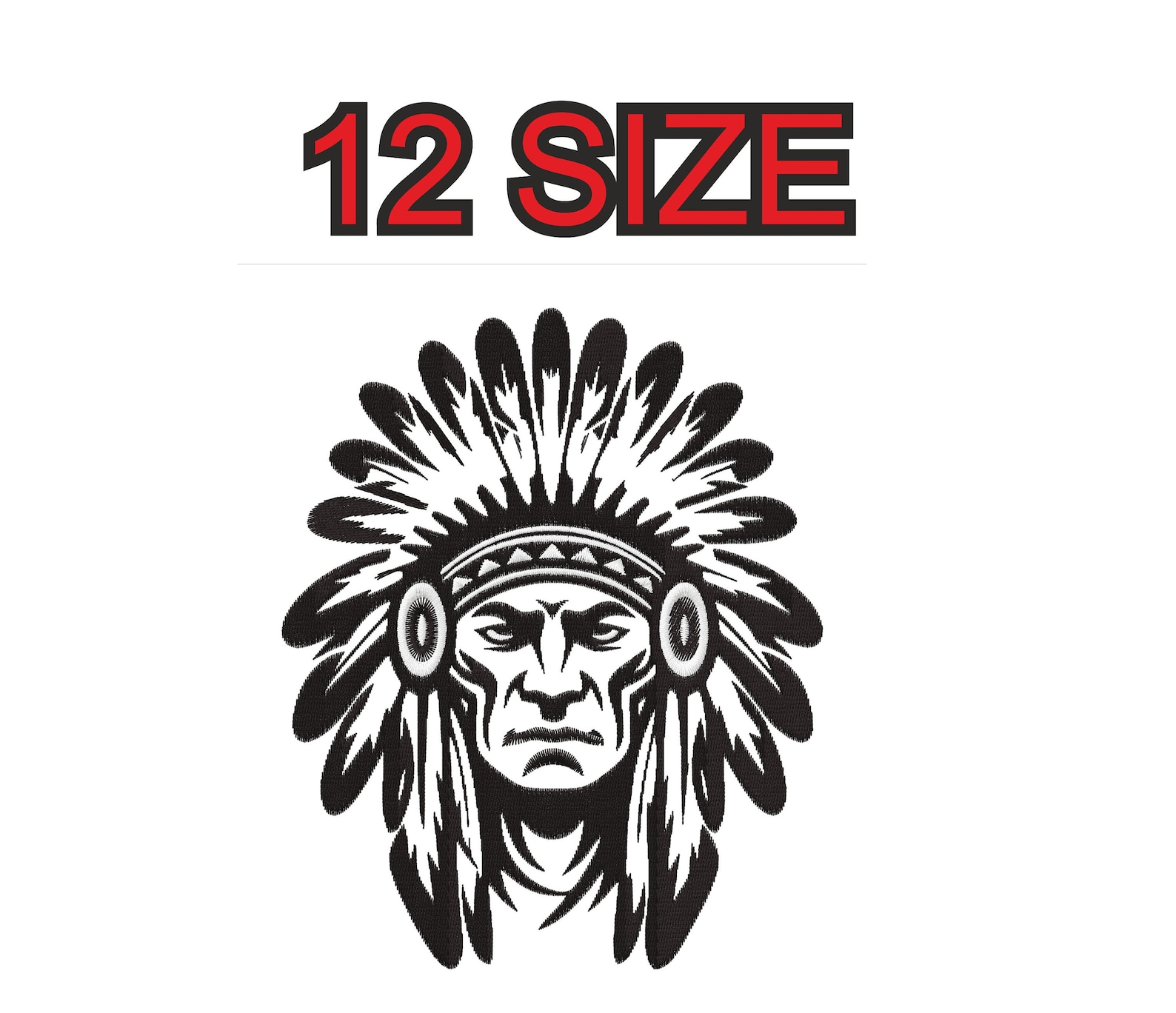 Embroidery Design Indian Chief Hat Indian Head Outline Multiple Size ...