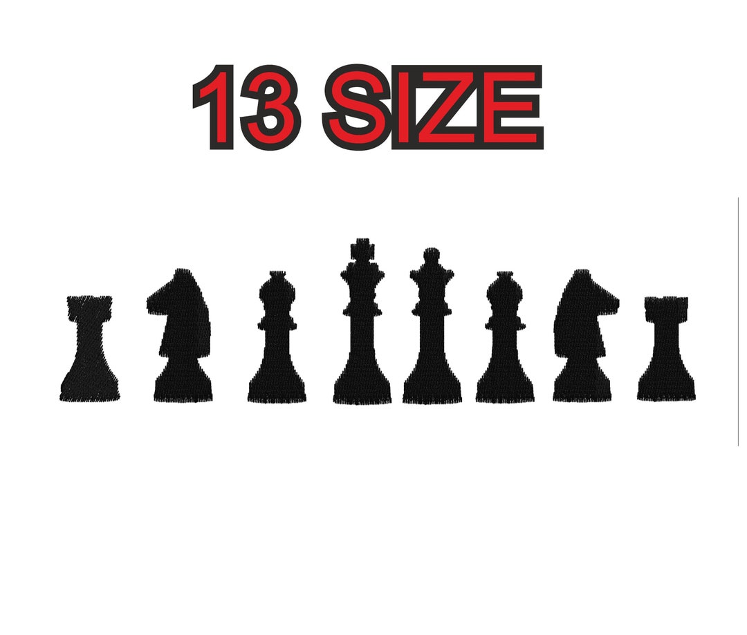 Embroidery Design Chess Pieces Multiple Size Silhouette Patch Instant ...