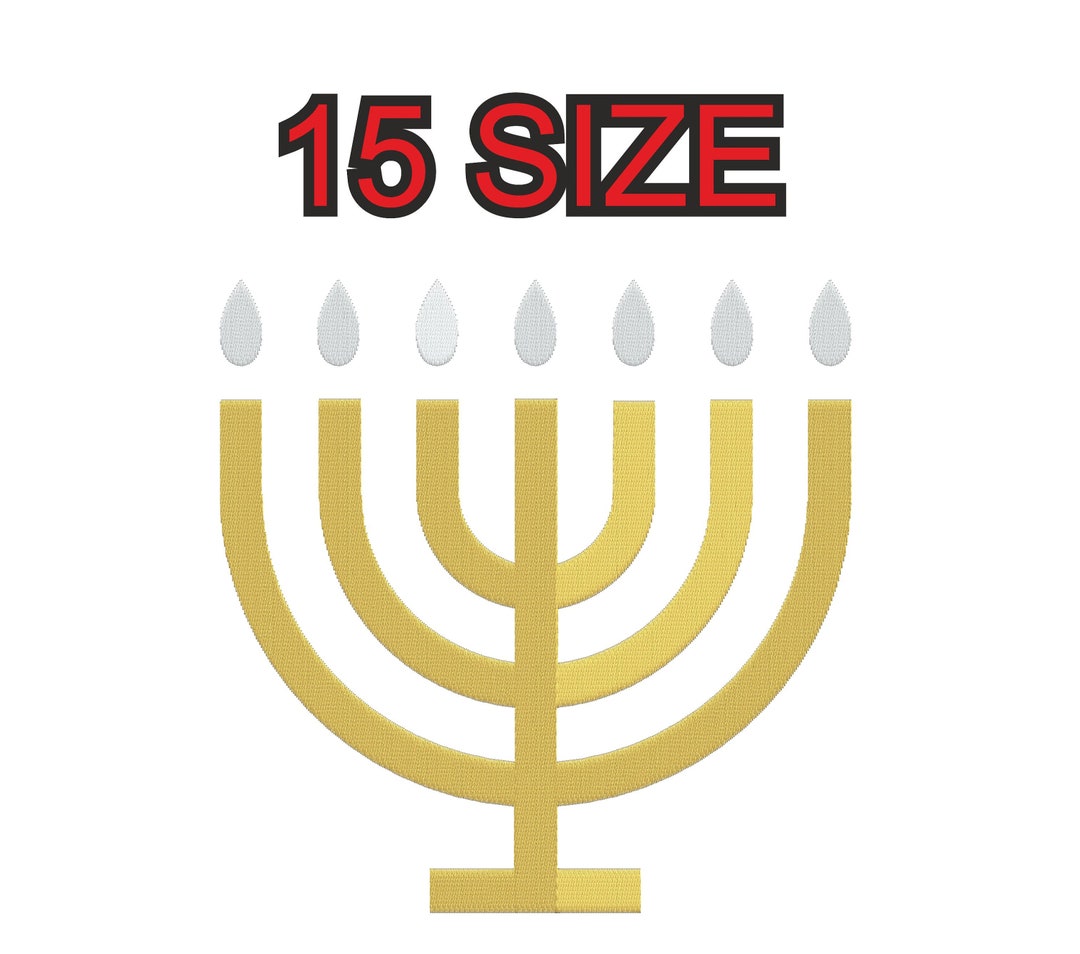Embroidery Design Hanukkah Menorah Multiple Size Silhouette Patch ...