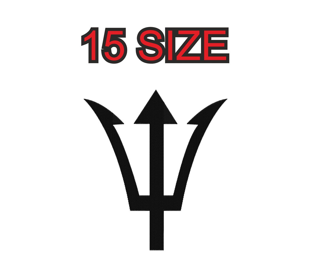 Embroidery Design Neptune Symbol Trident Multiple Size Silhouette Patch ...