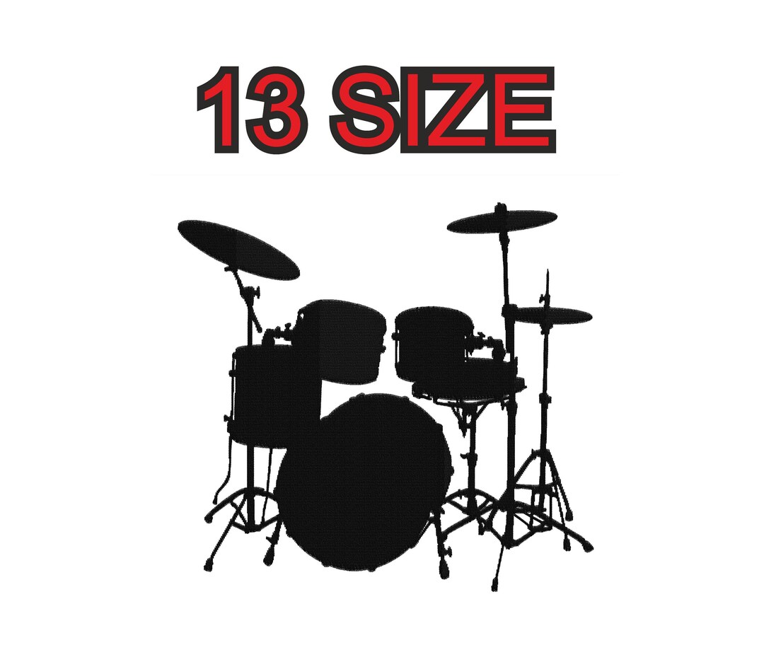 Embroidery Design Drum Set Kit Multiple Size Silhouette Patch Instant ...