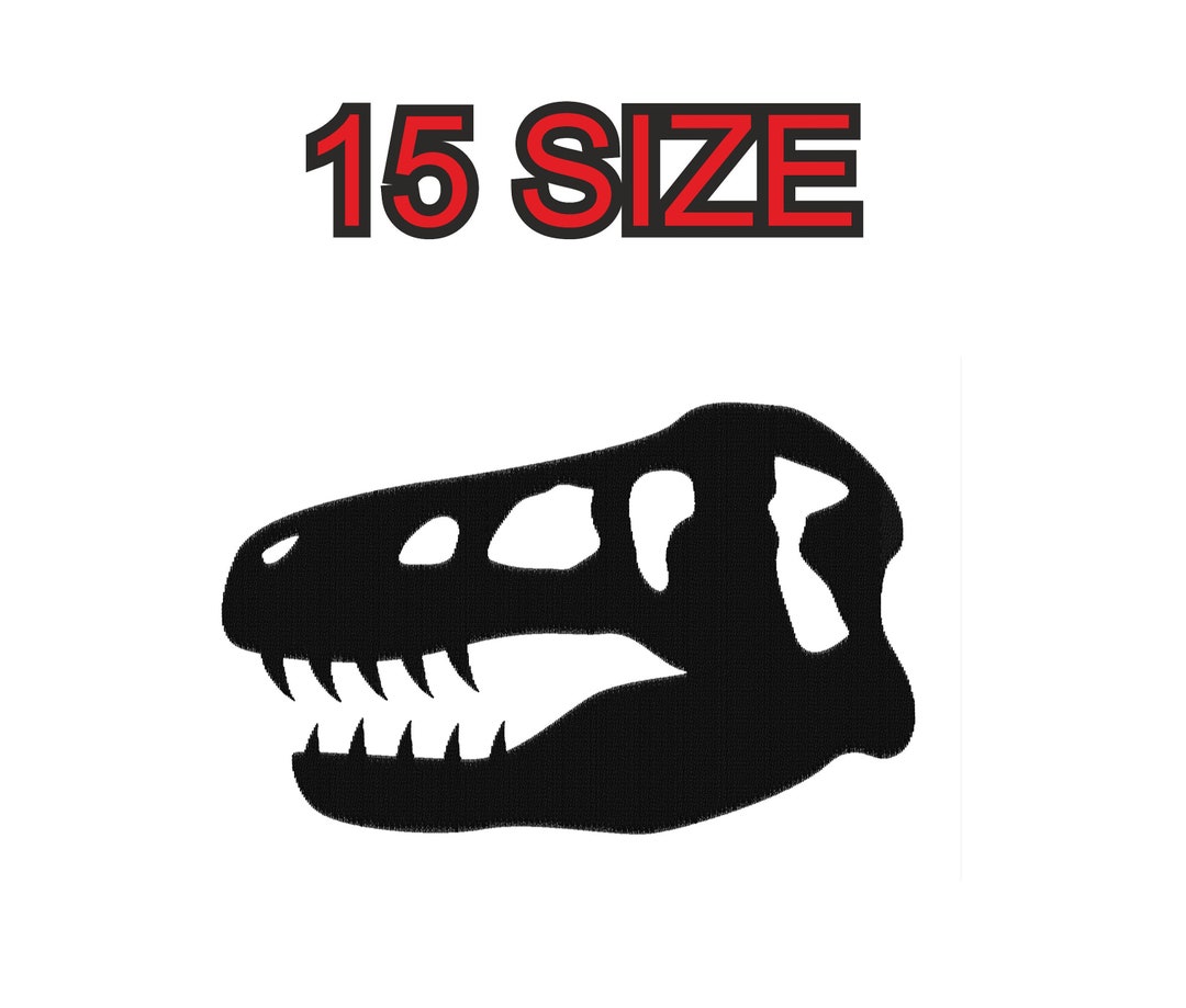 Embroidery Design Dinosaur T-rex Skeleton Multiple Size Silhouette ...