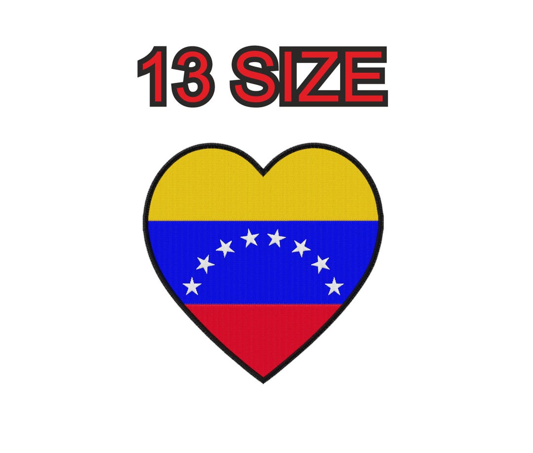 Embroidery Design Flag Venezuela Heart Country Multiple Size Patch ...
