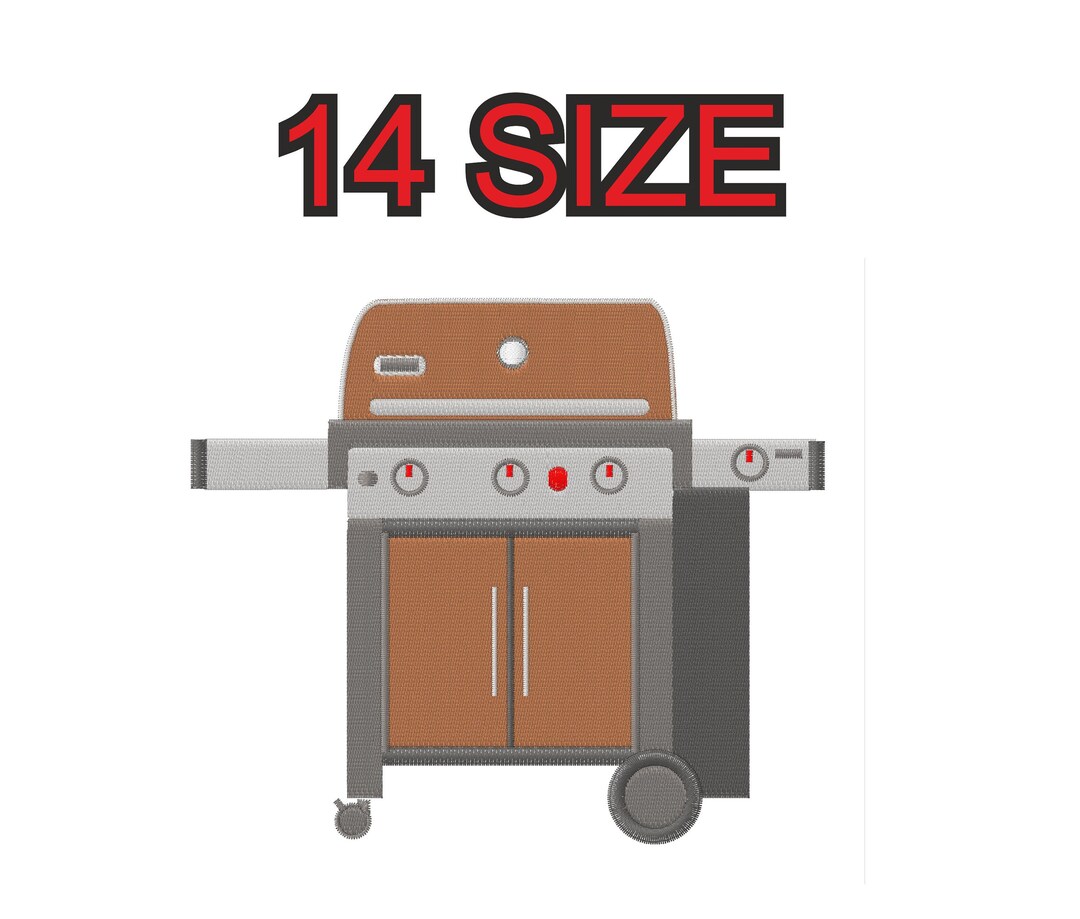 Embroidery Design Bbq Barbecue Grill Multiple Size Silhouette Patch ...