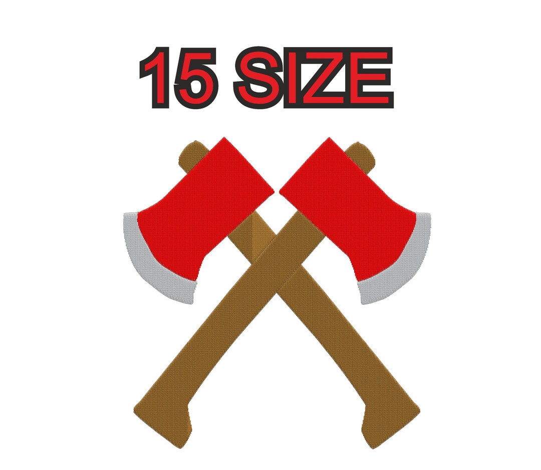 Embroidery Design Axe Lumberjack Crossed Multiple Size Silhouette Patch ...