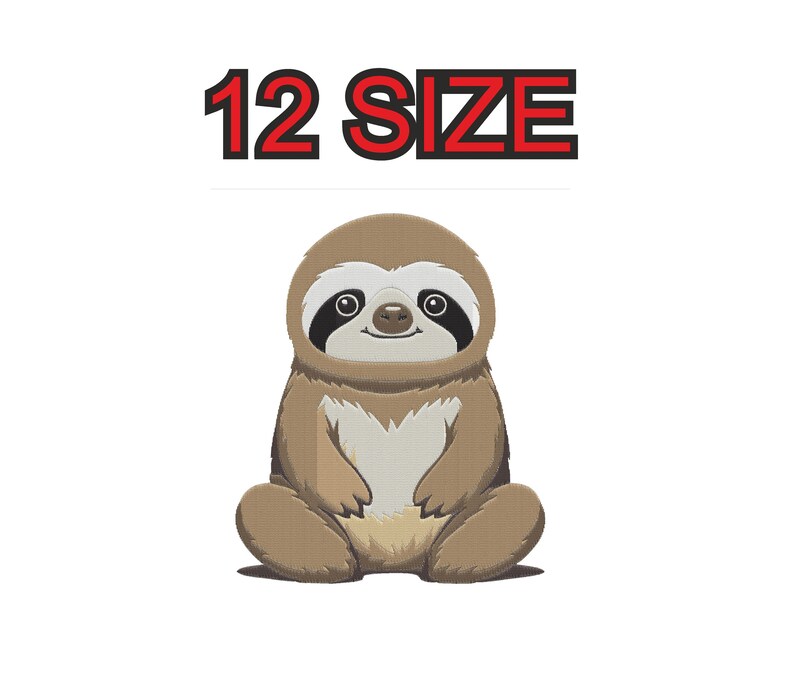 Embroidery Design Animal Sloth Multiple Size Silhouette Patch Instant ...