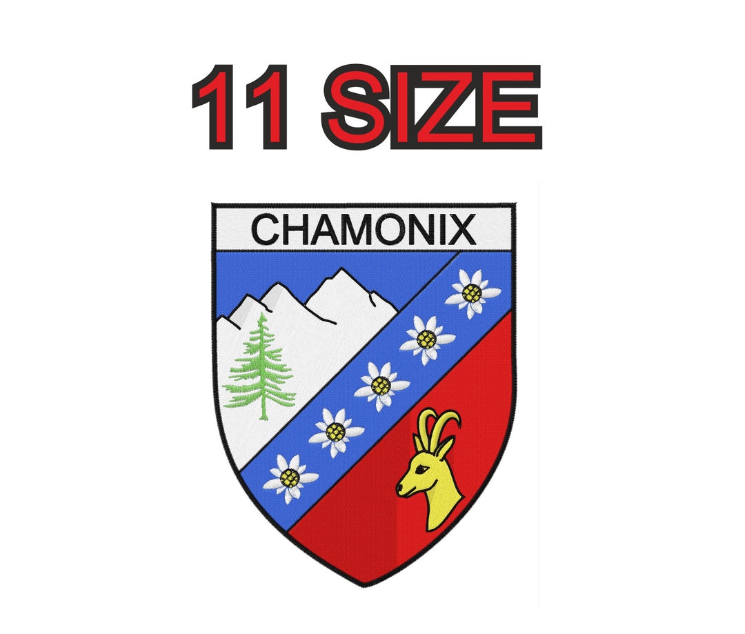 Stickdatei Chamonix Schild Wappen Ski Ski Mehrere Größen Aufnäher ...