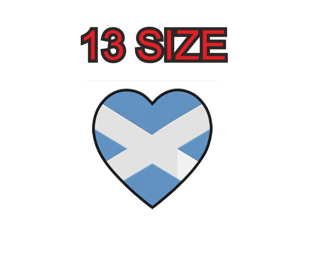 Embroidery Design Flag Scotland Scottish Heart Country Multiple Size ...