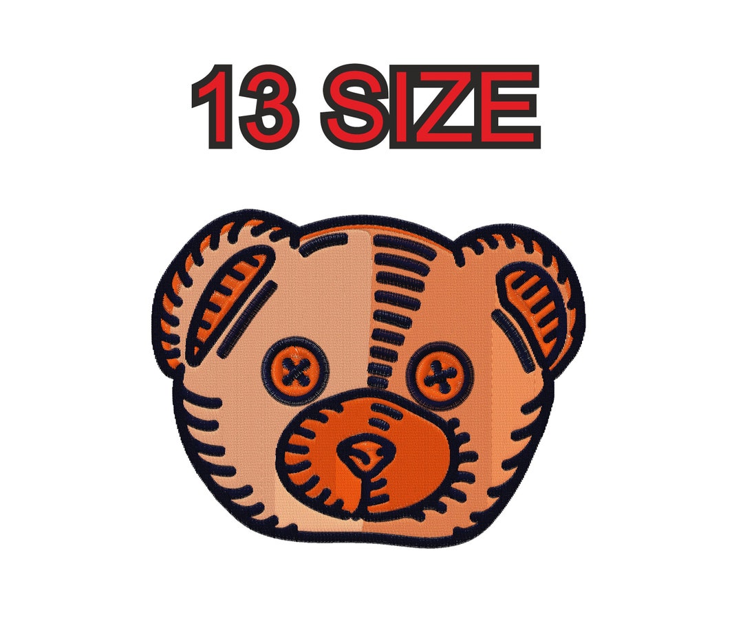 Embroidery Design Teddy Bear Head Multiple Size Silhouette Patch ...