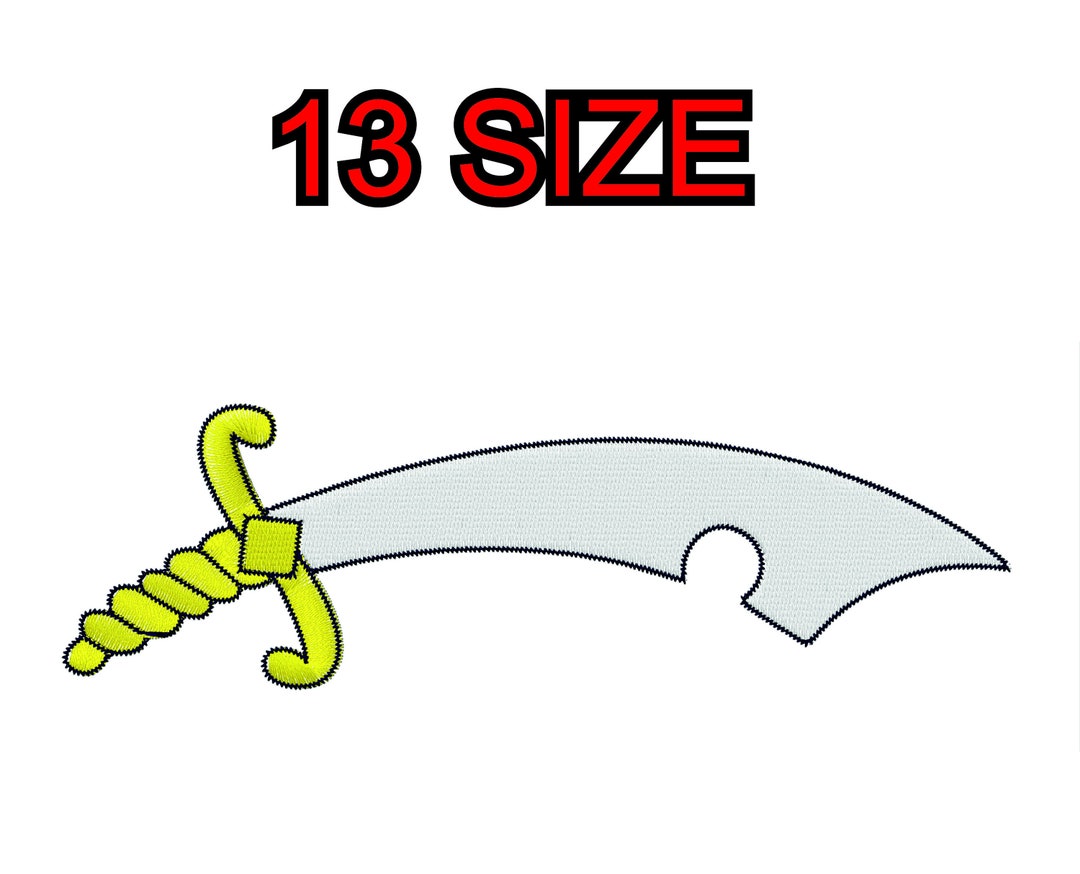 Embroidery Design Sword Saber Pirate Multiple Size Silhouette Patch ...