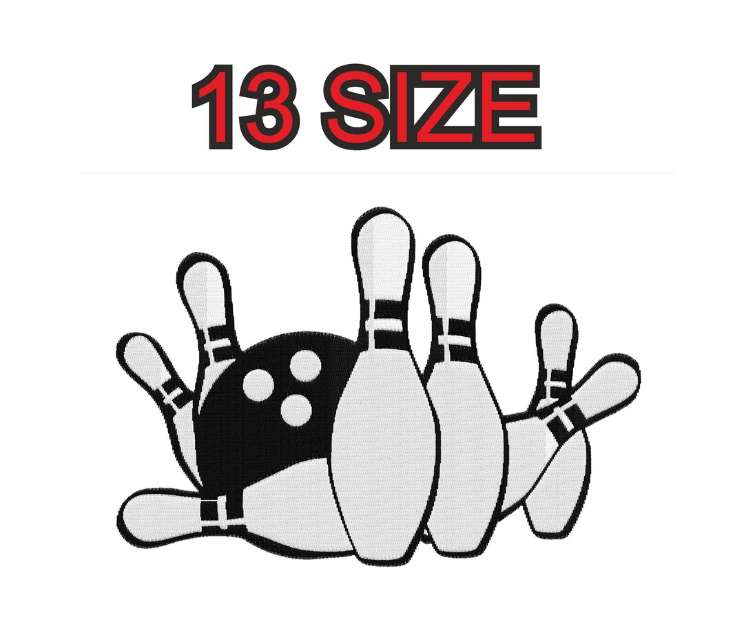 Embroidery Design Bowling Ball Multiple Size Silhouette Patch Instant ...