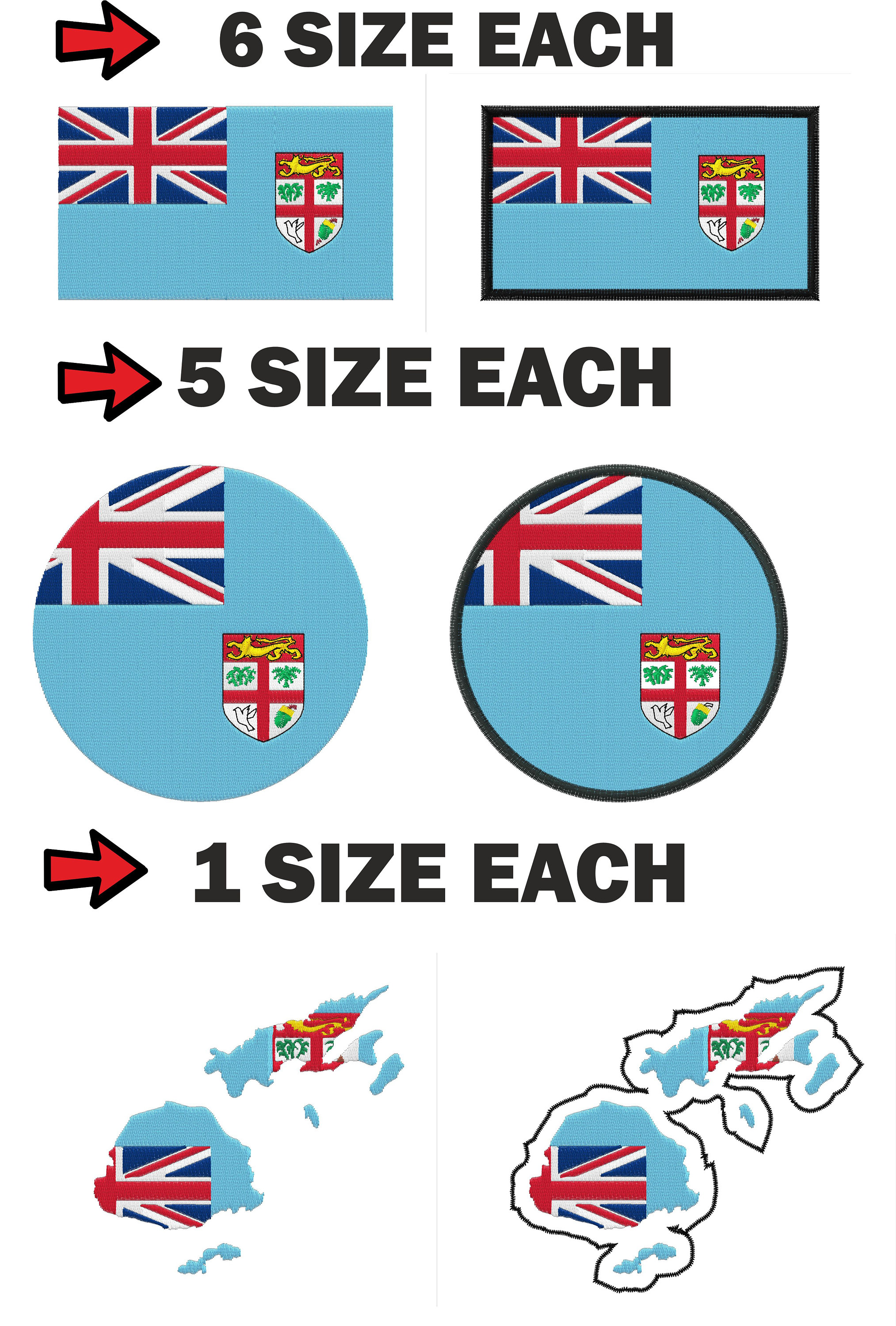 Multiple Size Embroidery Machine Flag Banner Fiji Fidji Islands Country ...