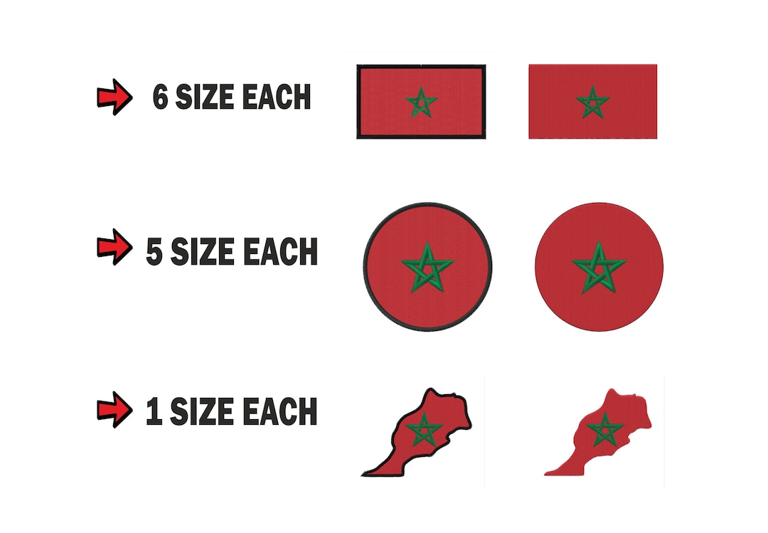 Multiple Size Embroidery Machine Flag Banner Morocco Country Design ...
