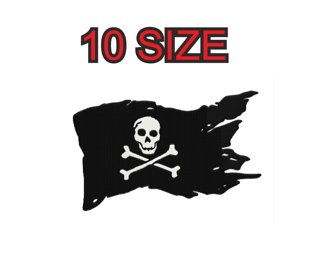 Multiple Size Embroidery Design Pirate Flag Jack Rackham Patch Instant ...